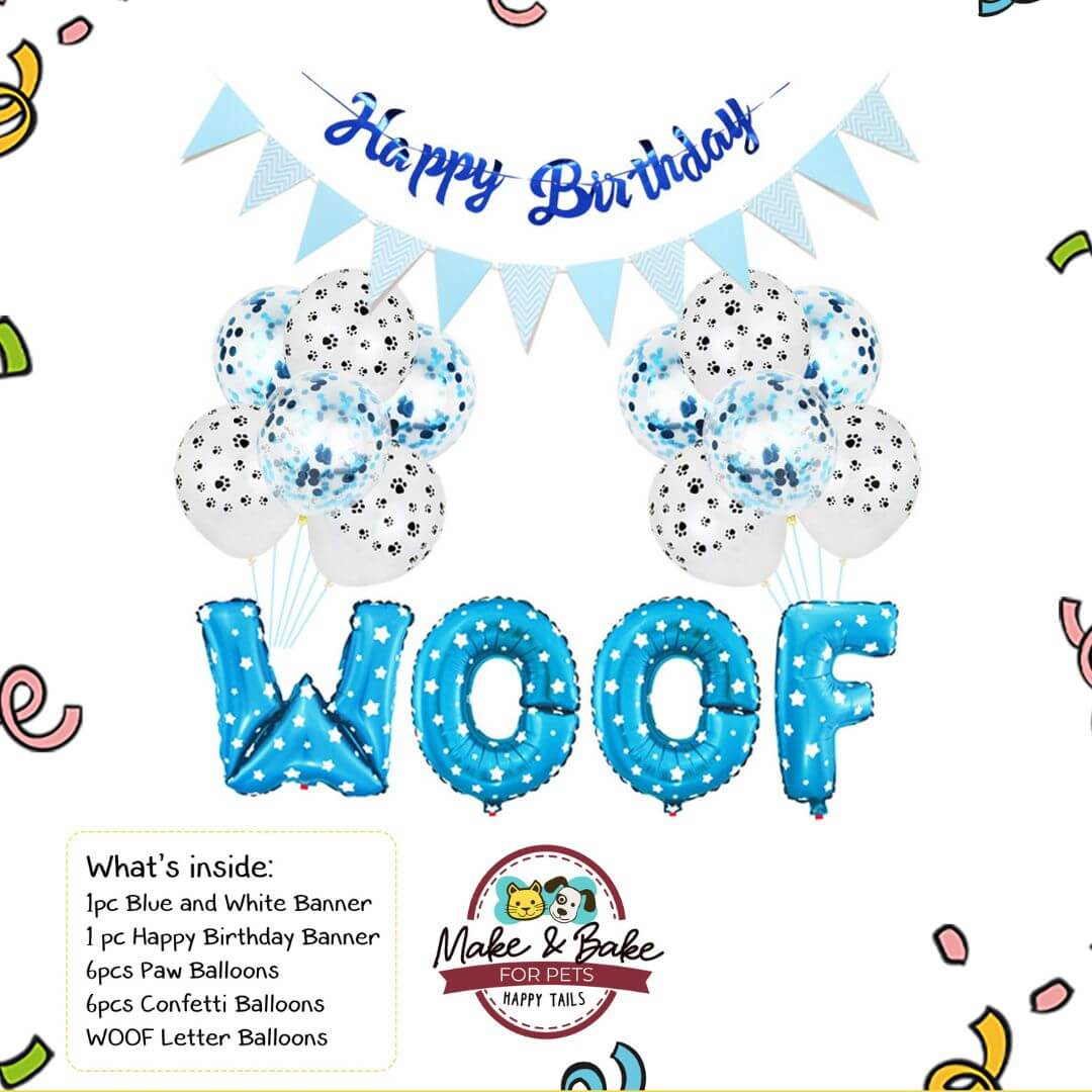 WOOF Balloon Set - Blue – Make and Bake for Pets