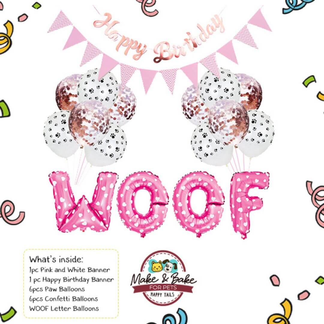 WOOF Balloon Set - Pink – Make and Bake for Pets